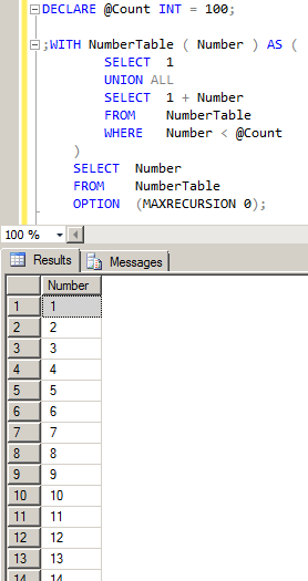 Sql で動的に連番テーブルを生成する 便利なt Sql&クエリー集 Sql Server 入門