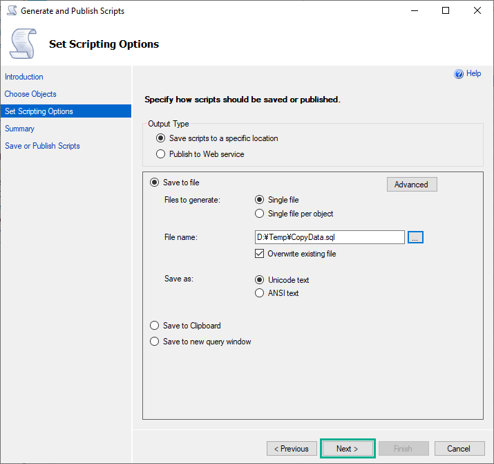 Sql Server スクリプトを生成してテーブルのデータをコピーする方法 Microsoft Sql Server 入門 Sql Server 入門