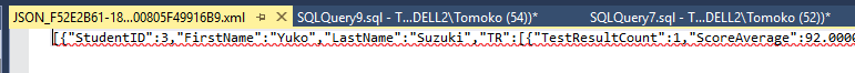 T Sql でクエリの結果を Json 文字列に変換する For Json Auto 便利なt Sql&クエリー集 Sql Server 入門